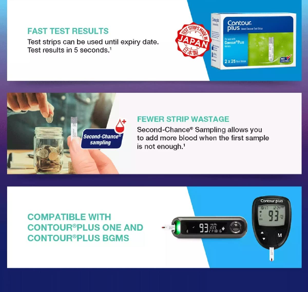 Contour Plus Glucose 50 Test Strip and Microlet Colored 100 Lancets ...